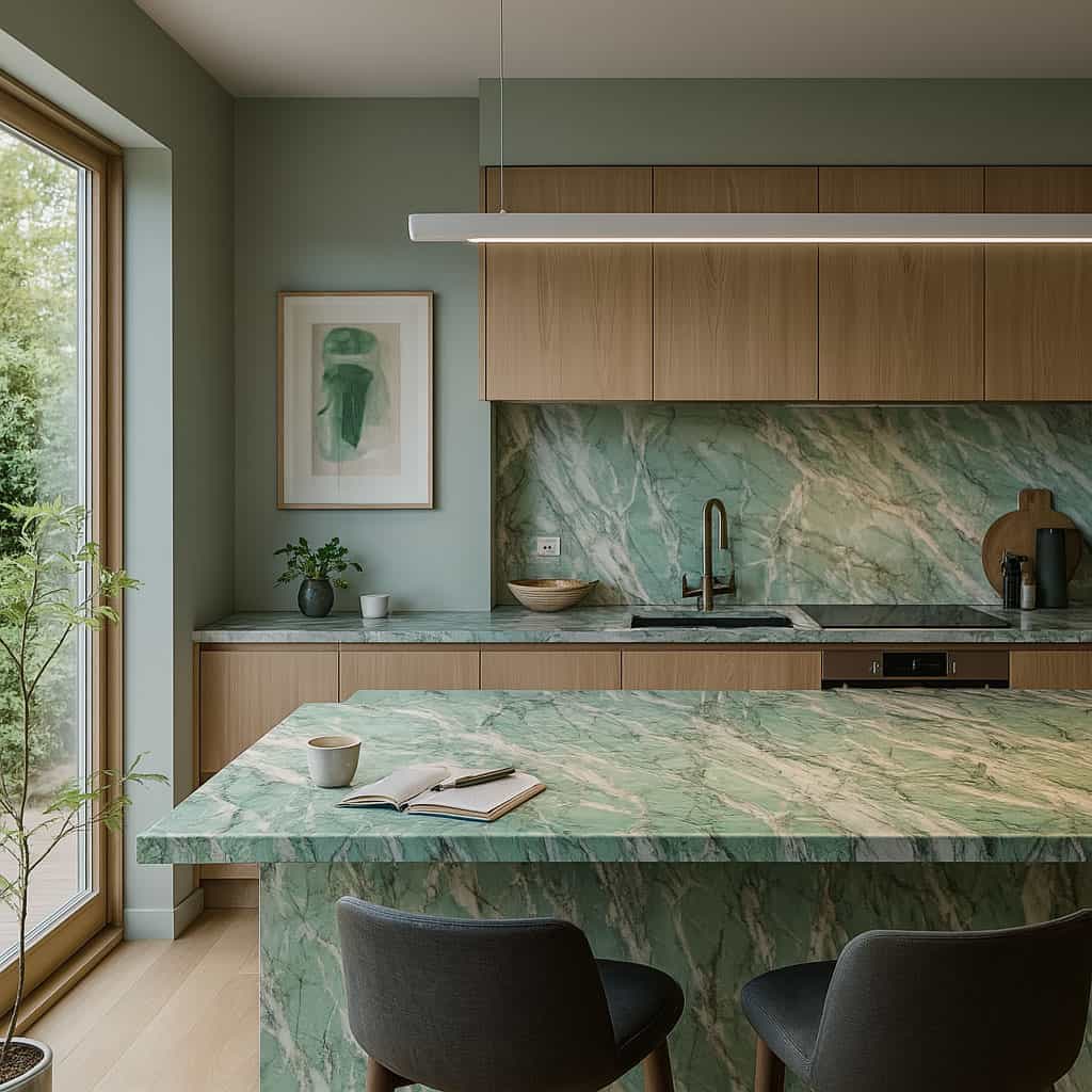 Tiffany Green Porcelain Slab | Kitchen Benchtops, Bathrooms, Flooring ...